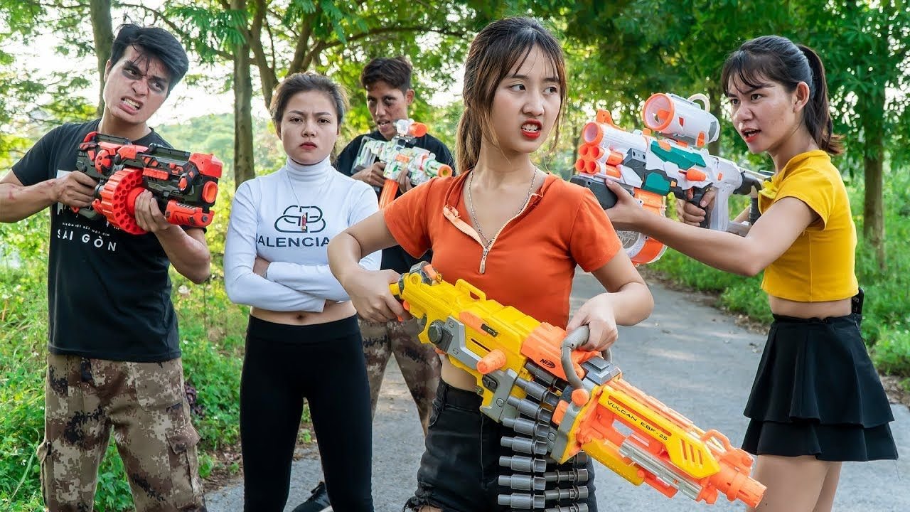 Xgirl Nerf Films: SEAL X Girl & Commando Nerf Guns Criminal Group Cherry Fight Detroyed Alibaba ...