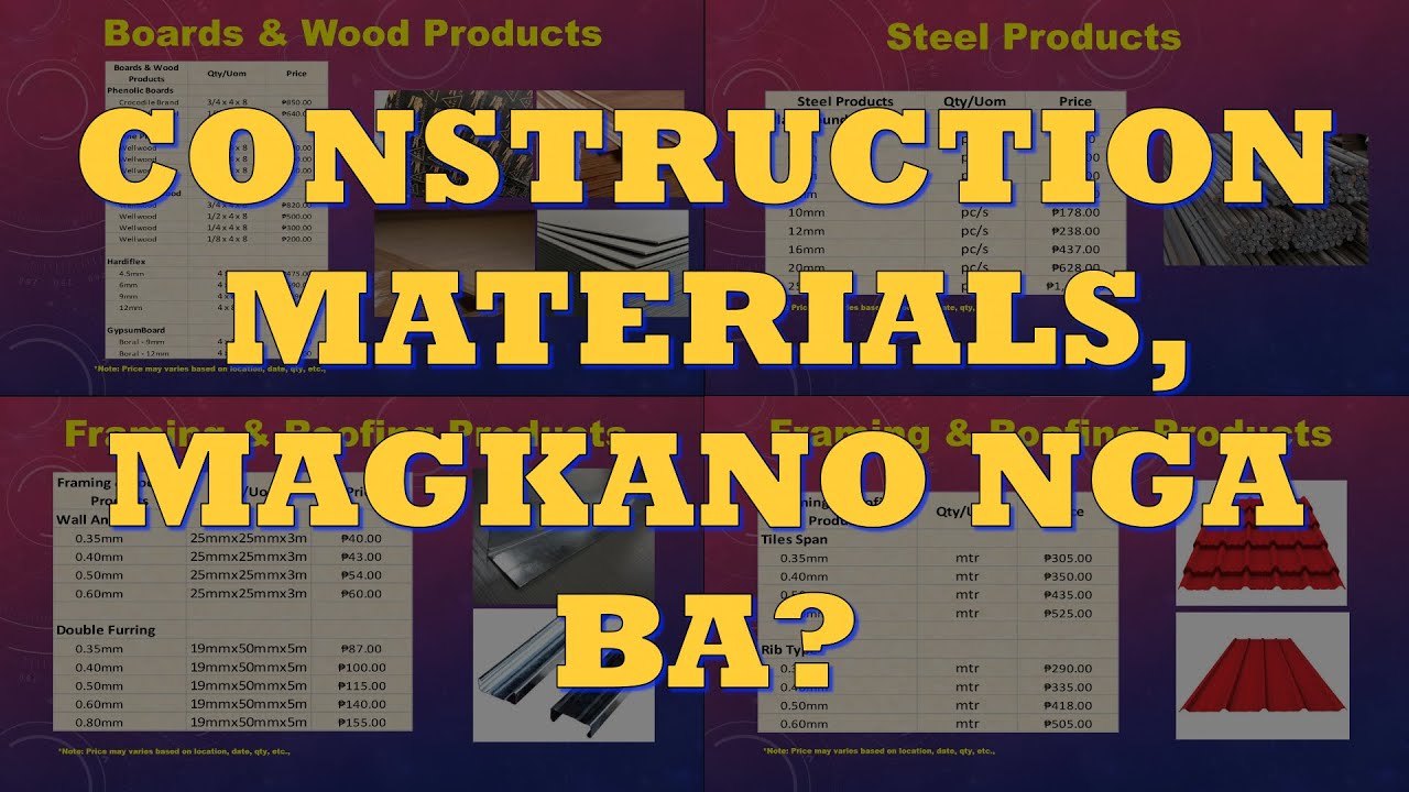 Construction Materials Price List Philippines 2022 at Fernande Frank blog