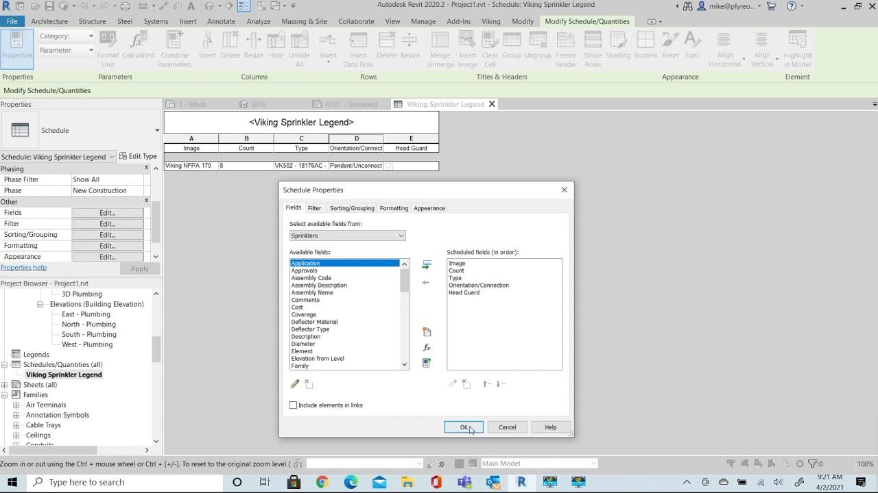 How to: Count Dry Barrel Sprinkler Head Guards in Revit - YouTube