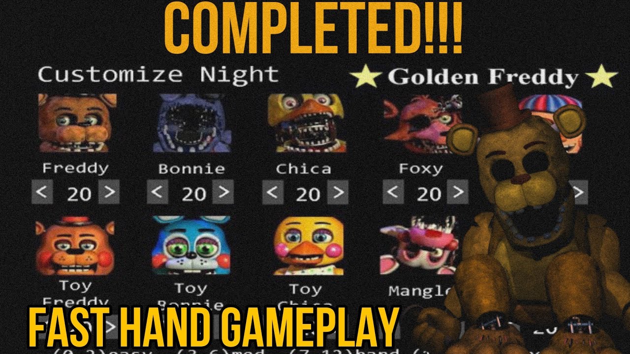 Five Night's At Freddy's 2 10/20 Golden Freddy Mode COMPLETED!! (FAST ...
