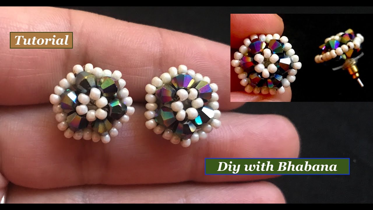 Stud Earring || How to make Beaded Earring || Beginners Tutorial || DIY Beaded Earring || पोतेको ...