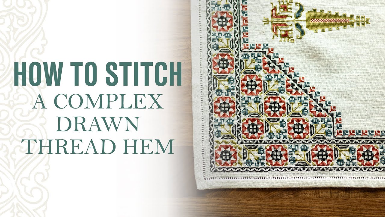 How to stitch a complex drawn thread hem - YouTube