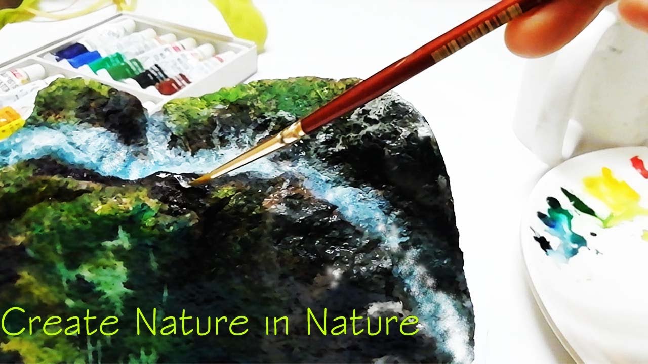 Rock Art || Waterfall Painting || Lush Your Space | - YouTube