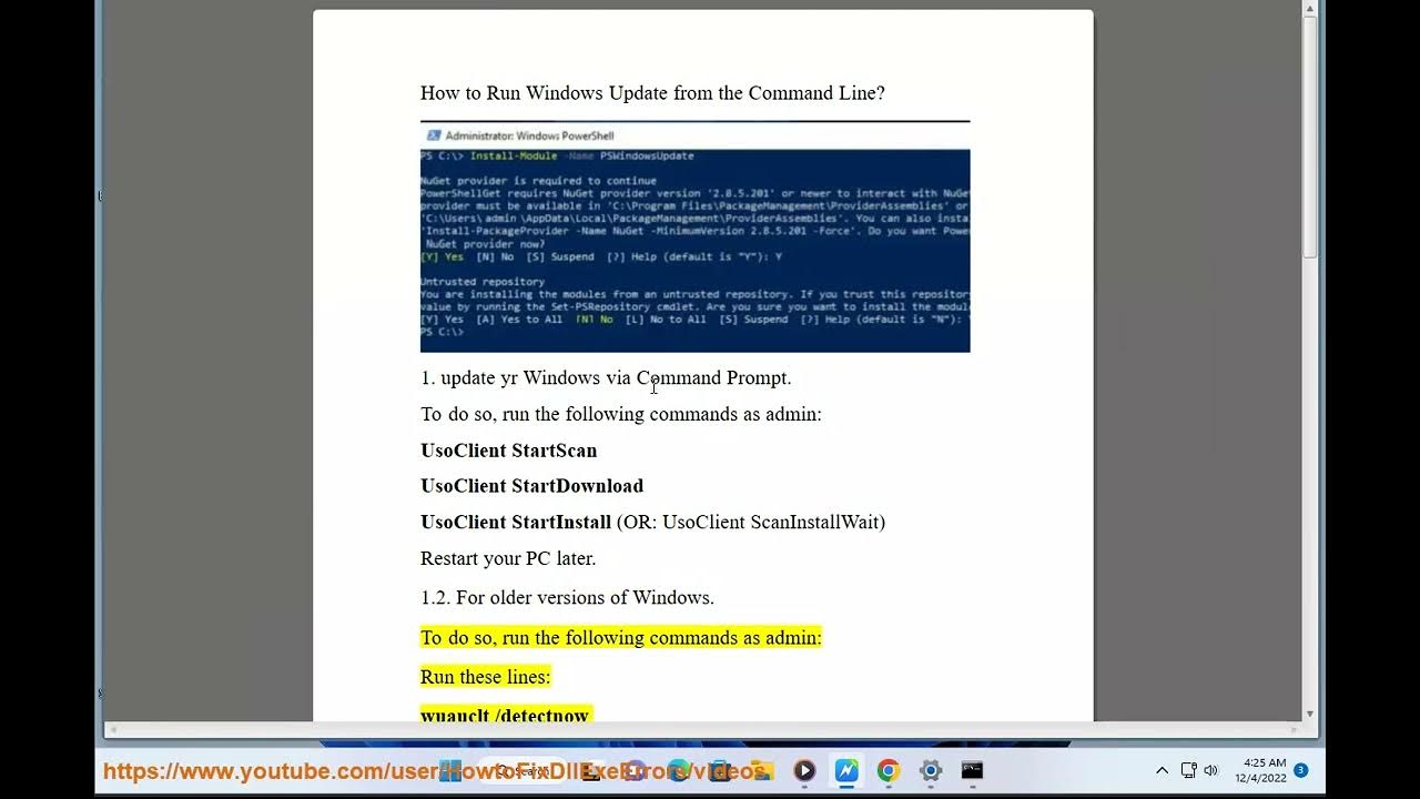 Run Windows Update from the Command Line - YouTube