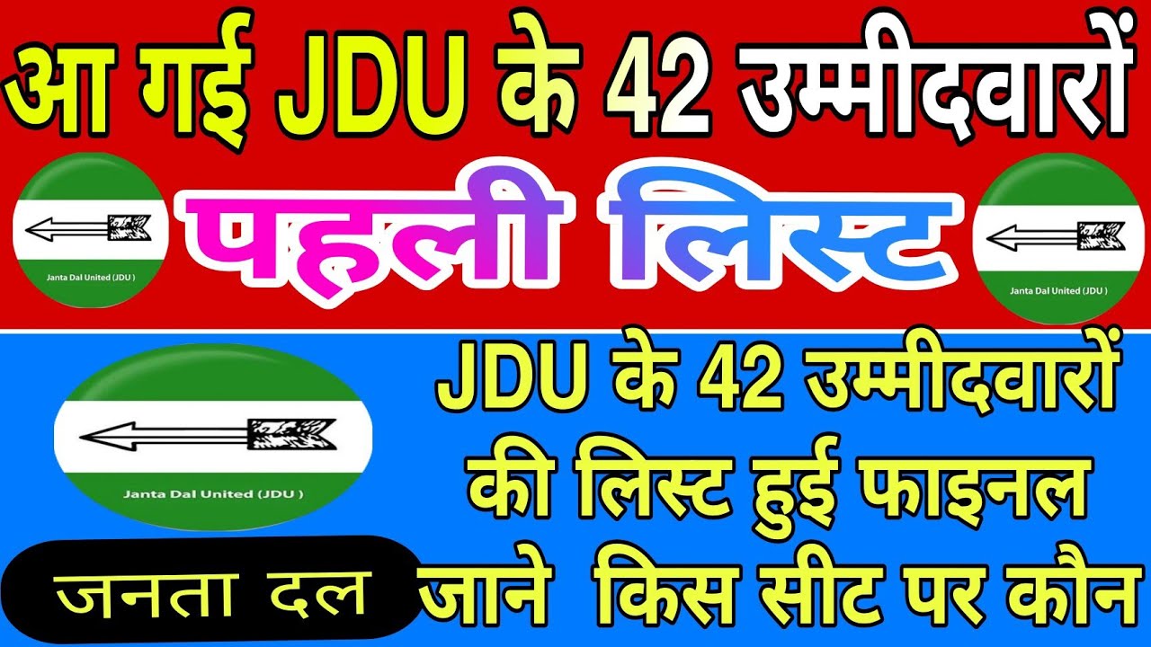 जनता दल यूनाइटेड(JDU ) के 42 उम्मीदवारों की पहली लिस्ट // जाने किस सीट ...