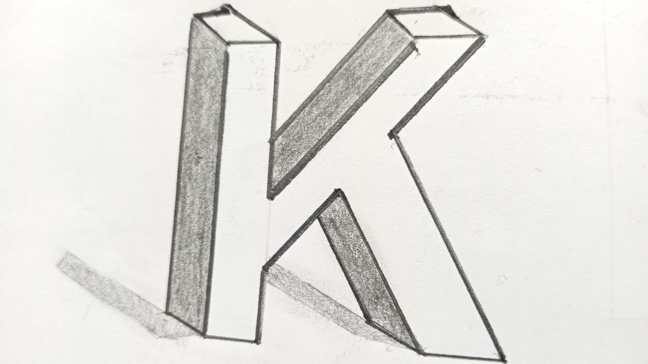 How to Draw 3D letter K | Step-by-Step Drawing for Beginners | Easy ...