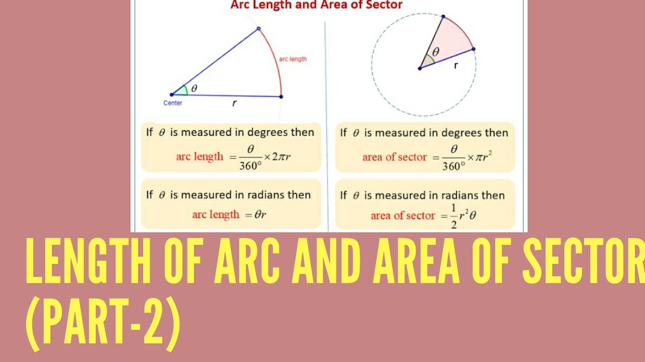 LENGTH OF ARC AND AREA OF SECTOR (PART-2) STD - 11th CHAPTER- 1: ANGLE ...
