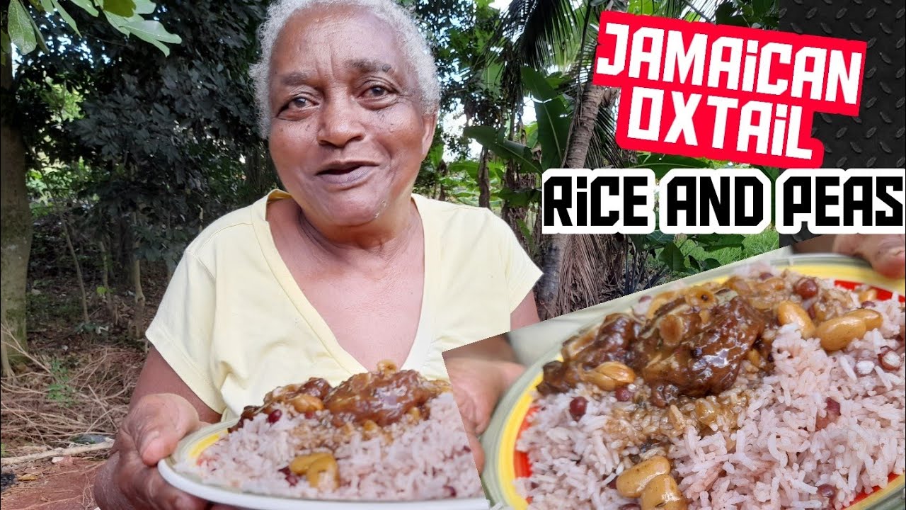 80 years old Mama ENA cooks Oxtail with Rice and Peas| outdoor cooking ...