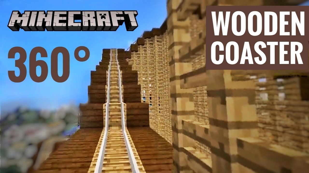 360° 3D MINECRAFT VR wooden roller coaster gameplay (top/bottom) 마인크래프트 ...
