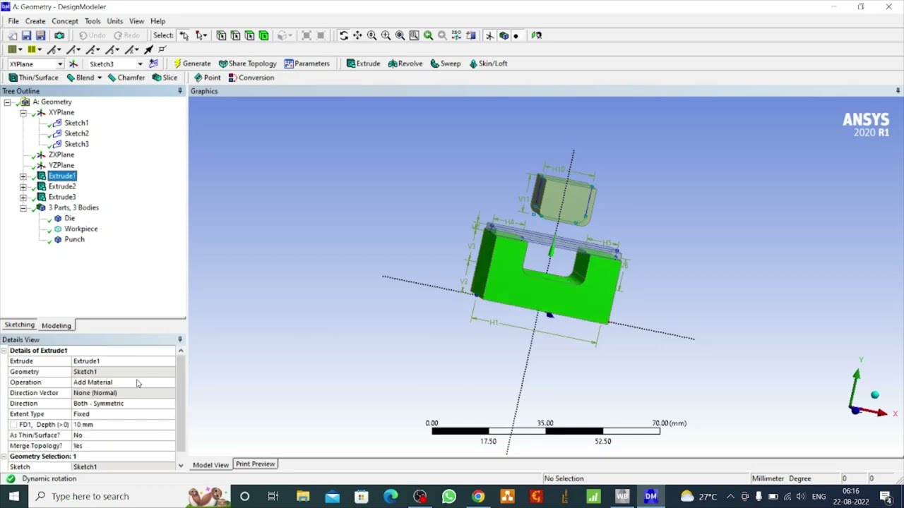 How to Make/Create a Die and punch in Ansys Workbench || Basic Tutorial ...