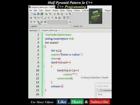 Half Pyramid Pattern Program in C++ | #short | C++ Programming - YouTube