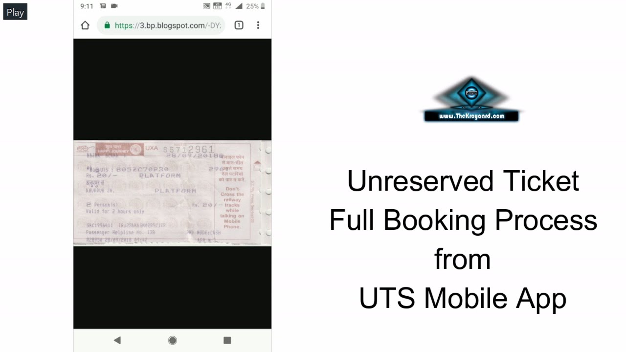 Book Unreserved Ticket From UTS Mobile App Full Process - YouTube