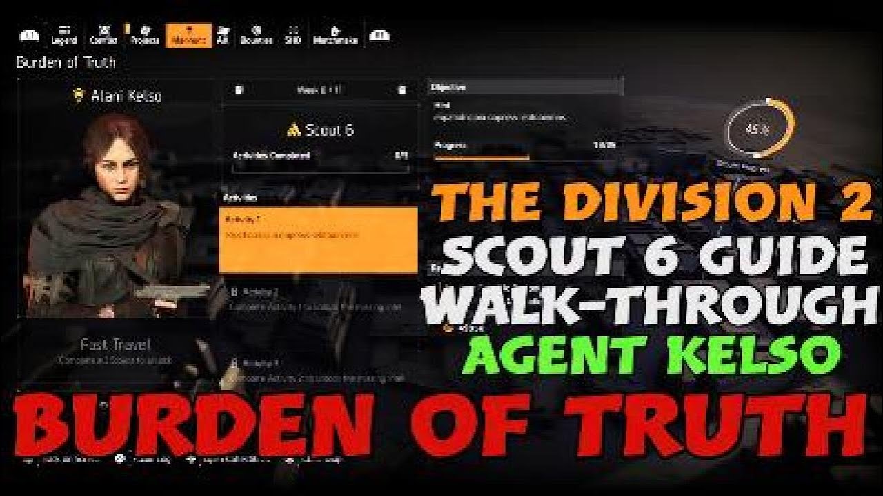 🎮 The Division 2 - Agent Kelso Scout 6 Guide / Walkthrough - Burden of ...