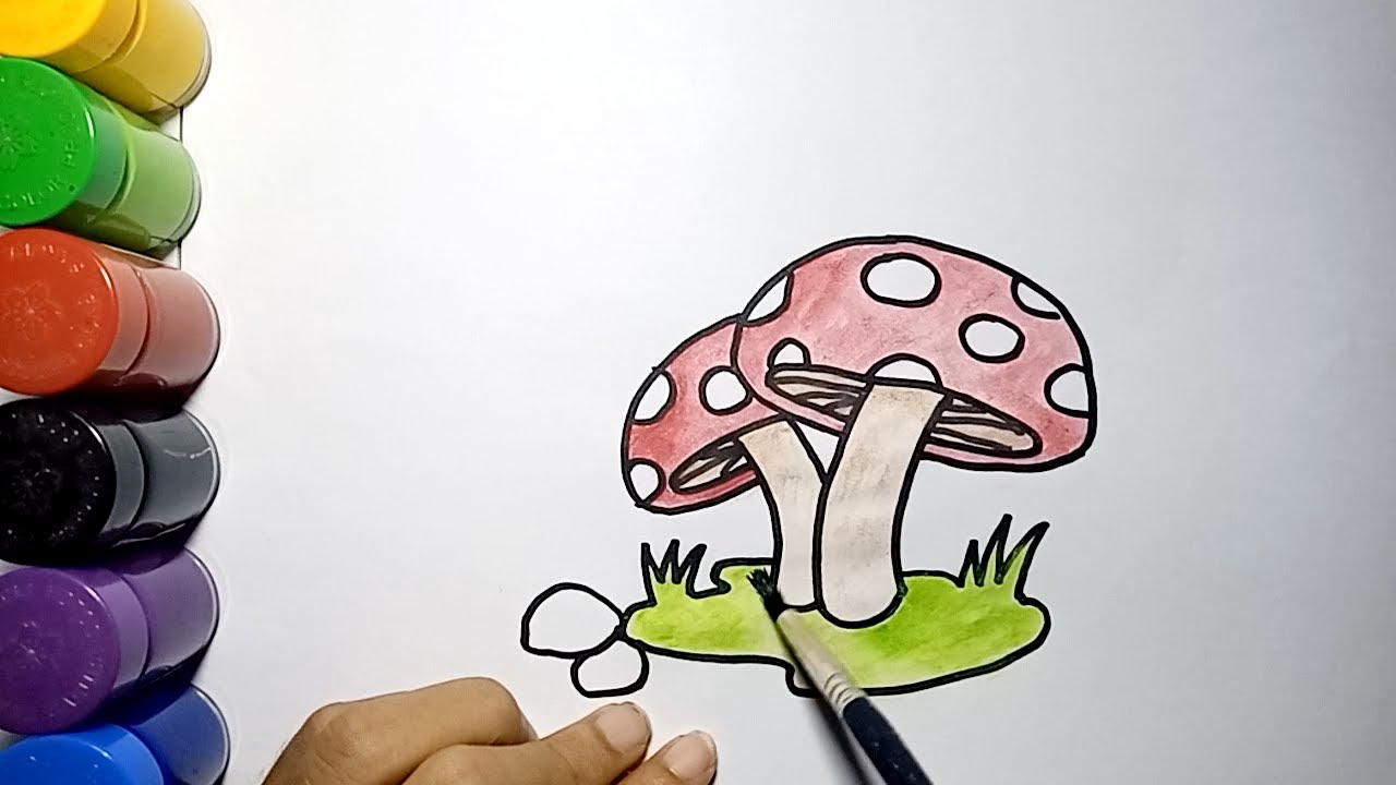 Inspirasi Menggambar Jamur Mudah | How to draw mushroom step by step ...
