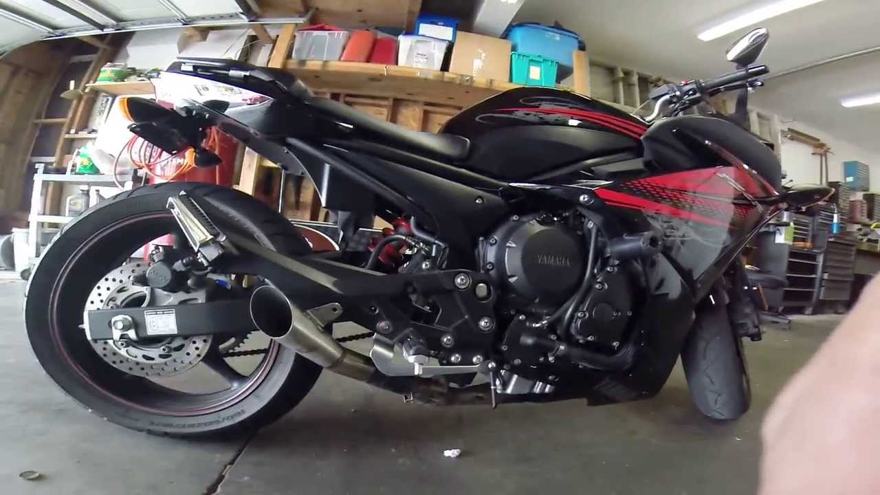 FZ6R with 04 R6 headers and Jardine GP1 slip on - YouTube