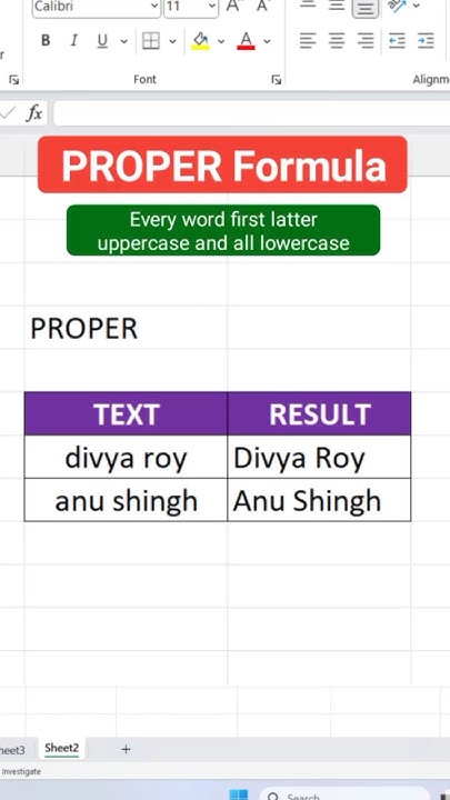 Proper Function Excel Use Proper Function In Excel Excel Shorts