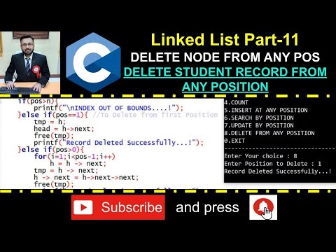 Linked List Part - 11 (Delete Linked List Node | Delete Student Record from First or any ...