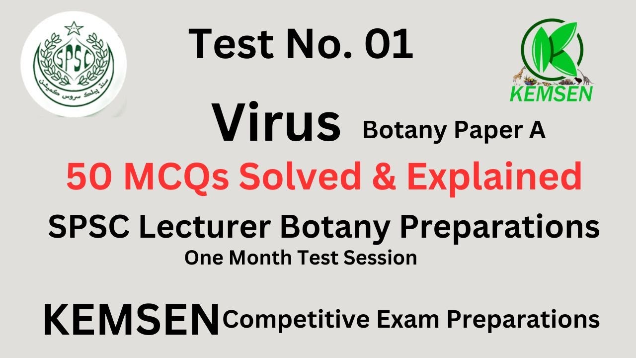 50 Virus MCQs Solved & Explained I SPSC Lecturer Botany Preps 2023 I ...