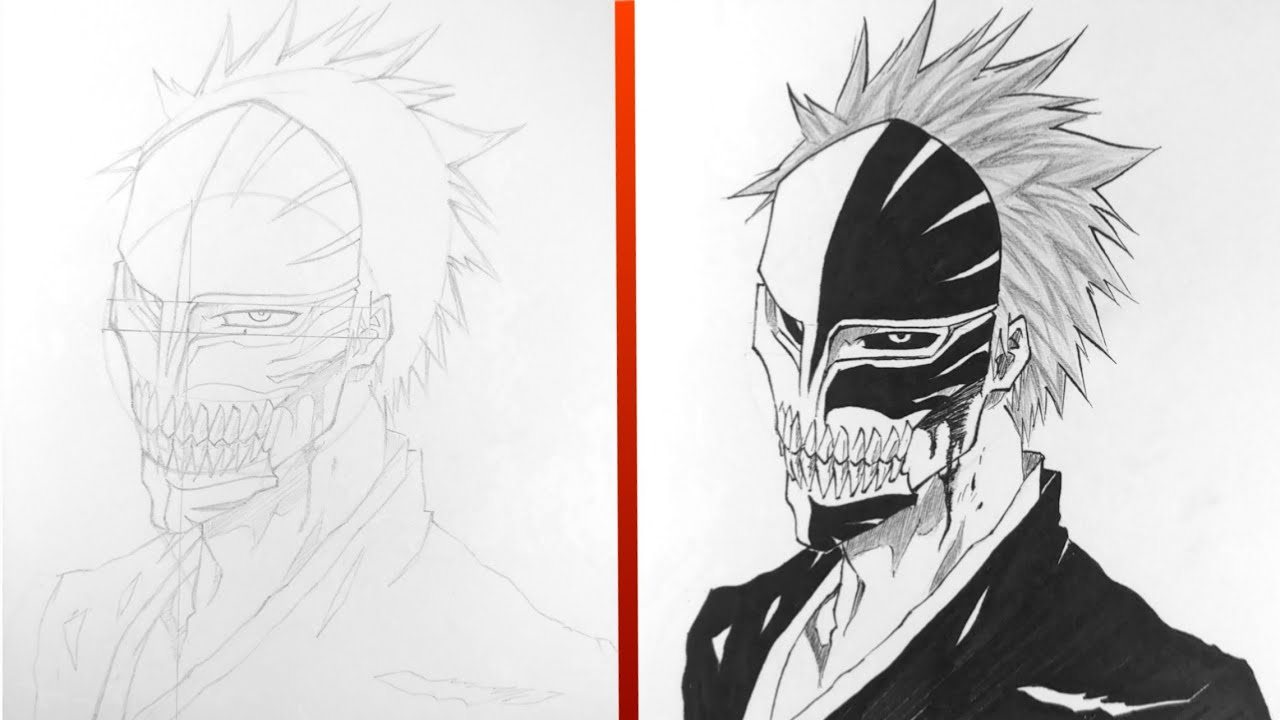 Tekening Van Hol Masker Van Ichigo Kurosaki Easy Anime Sketch | How To