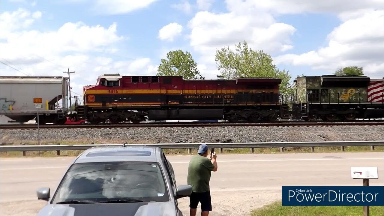 KCS Veteran's Unit Trails on CPKC Grain Train - YouTube