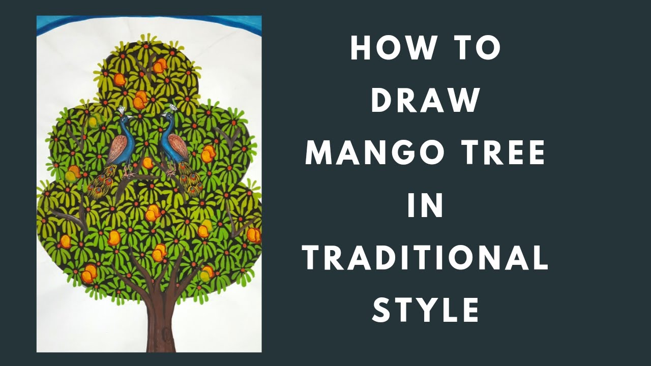 How to draw Mango Tree in Traditional Style | Mango tree drawing |Aam ...