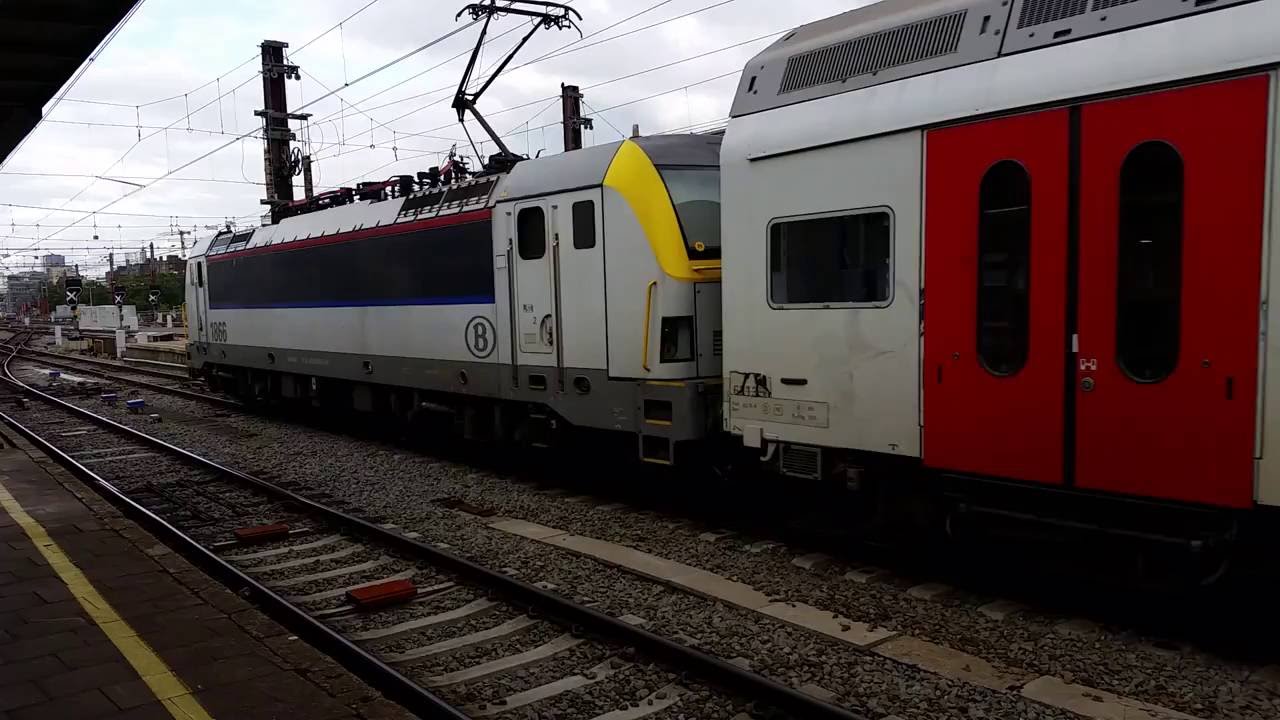 NMBS/SNCB Class 18 (HLE 18) 1866 departing Brussels Midi Station on 30 ...