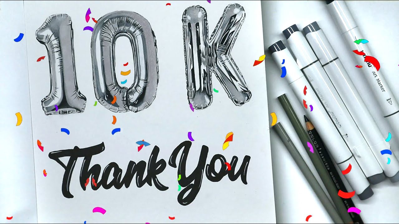 10K Subscribers // Shiny balloons drawing // THANK YOU!!! - YouTube
