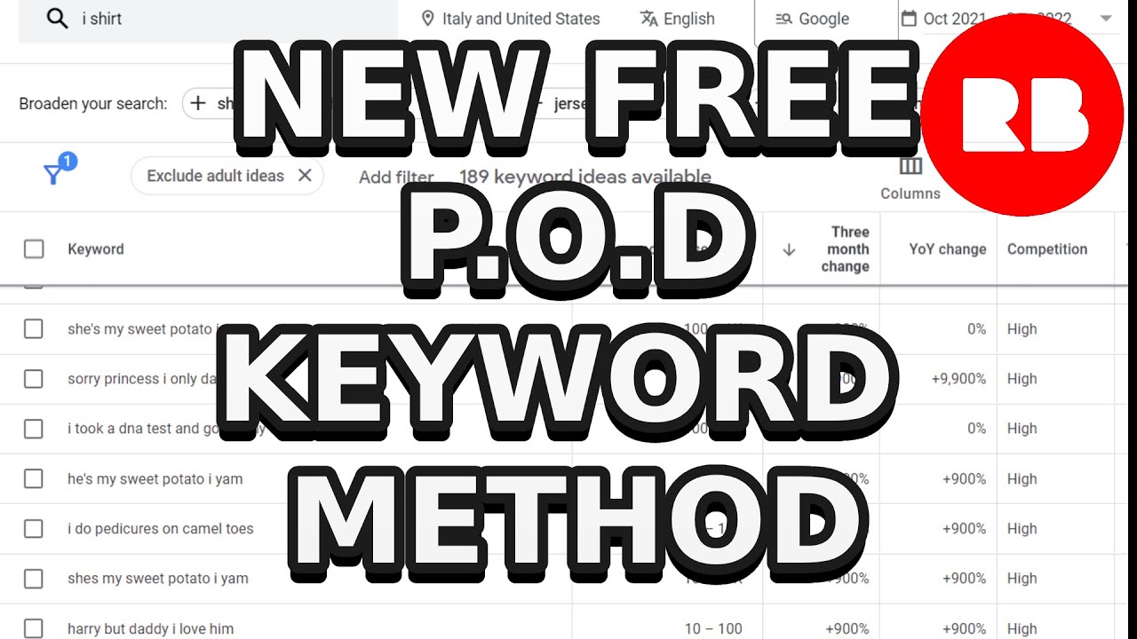 Free GOOGLE Tool PUMPS OUT TRENDING REDBUBBLE KEYWORDS #printondemand # ...