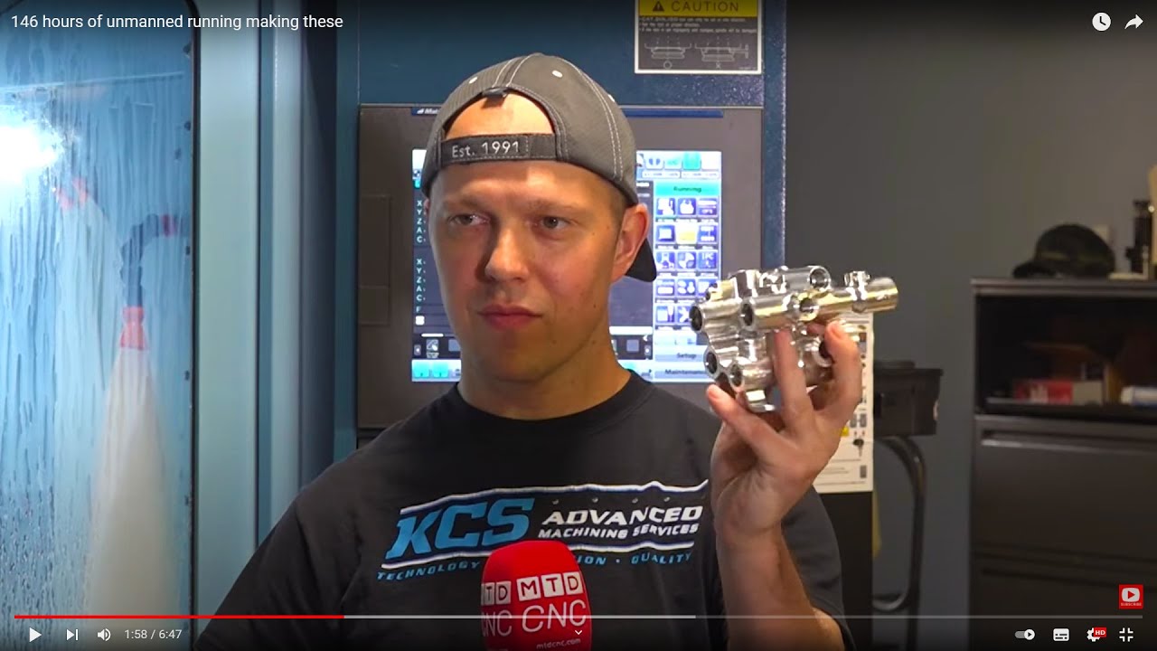 146 hours of unmanned running machining complex 5 axis parts - YouTube
