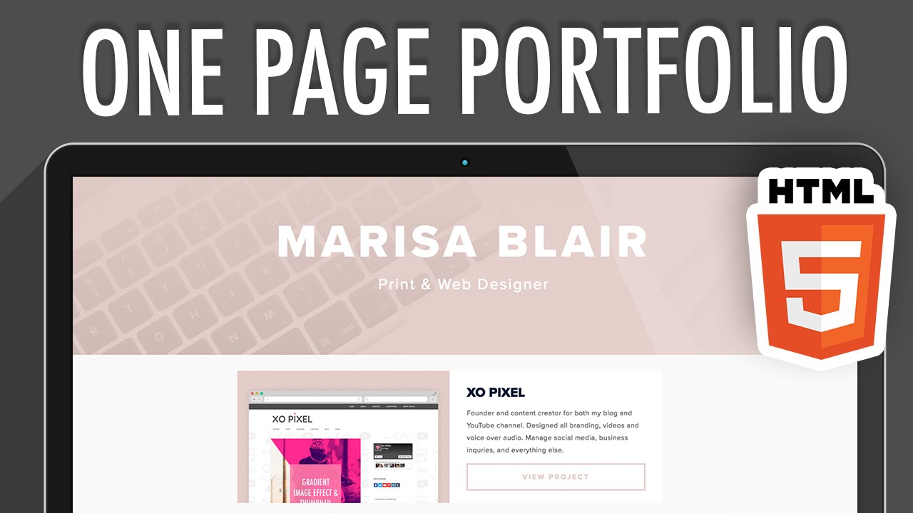 One Page Portfolio Website Html5 Part 1 Xo Pixel Youtube