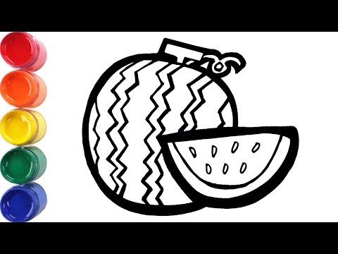 Meyve Boyama Kitabı | Karpuz Rengi | Çocuklar için Renk | Bebek için | Mini Sanat Çocuklar