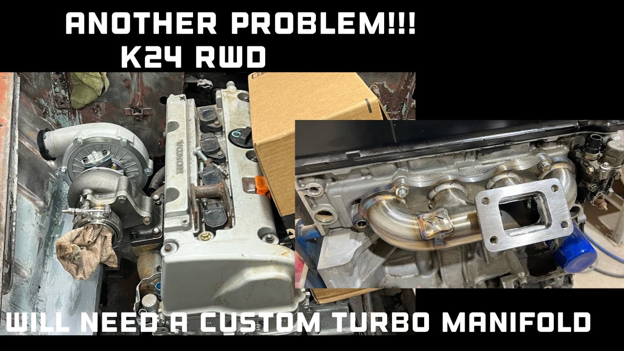 Datsun roadster 1600 k24 part:19 RWD swap turbo manifold issue - YouTube