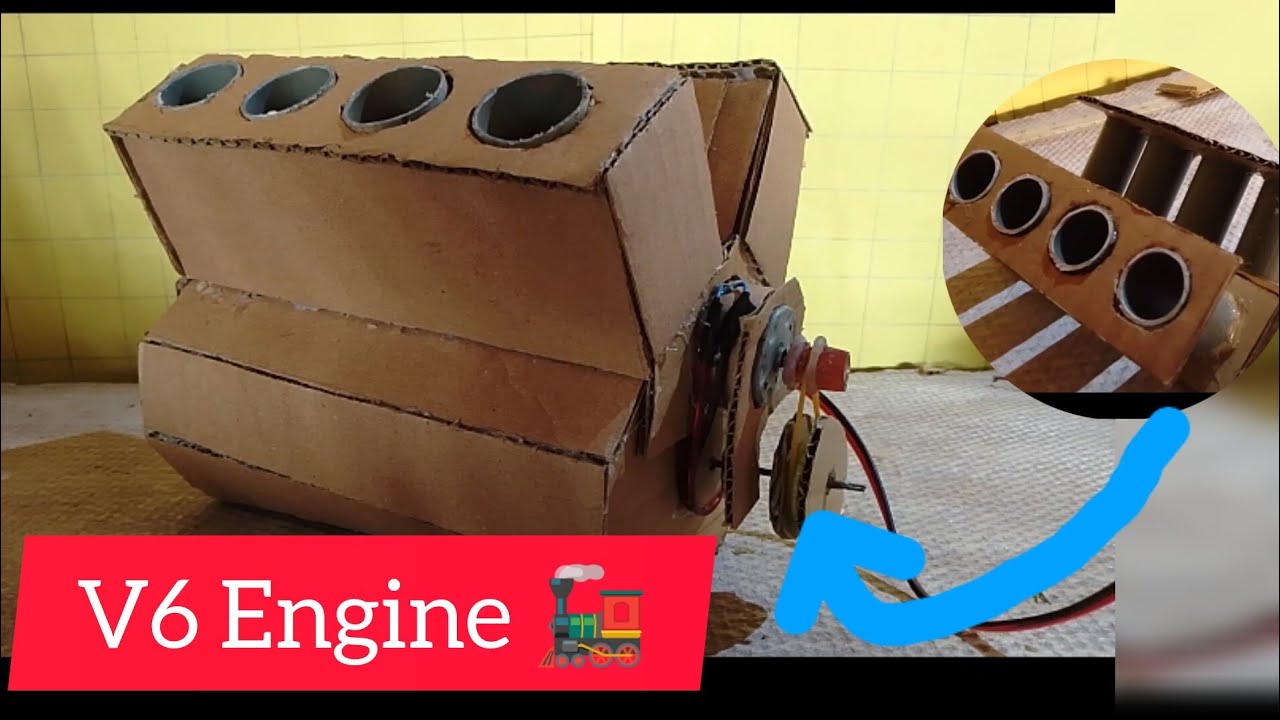 How To Make A V6 Engine with cardboard at home - YouTube