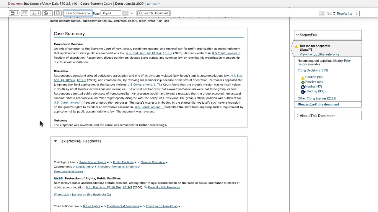 How to use Nexis Uni to find Supreme Court cases - YouTube