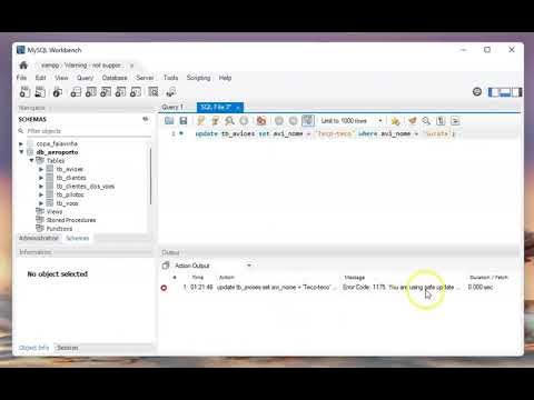 Resolvendo o erro SAFE UPDATE MODE no MySQL Workbench - YouTube
