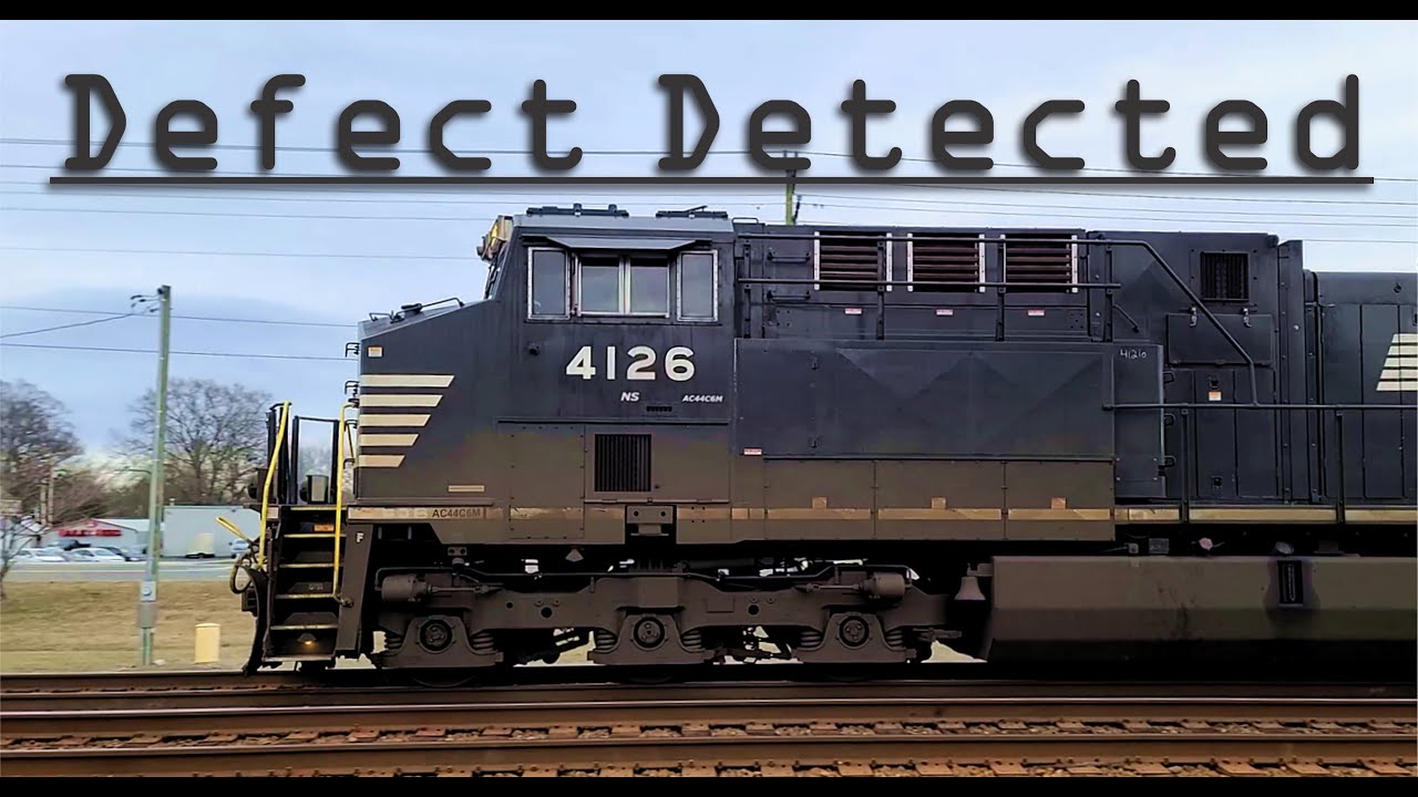 Norfolk Southern 4126 pops a defect detector - YouTube