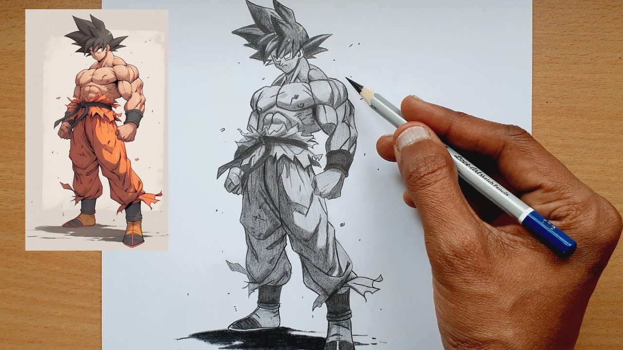 Drawing Super Goku With Graphite Pencil | Anime drawing - YouTube