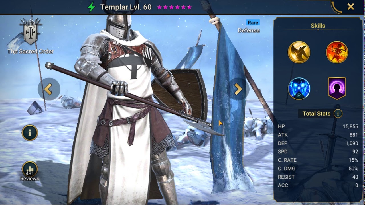 Raid Shadow Legends Hero Showcase Templar lv 60 - YouTube