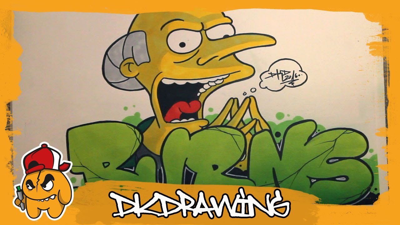 How to draw graffiti letters Mr.Burns & Mr. Burns Character (The ...