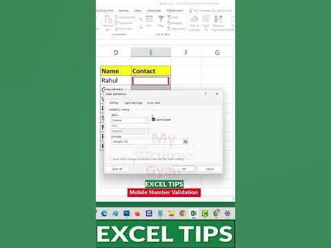 MS Excel Tricks - Mobile number validation in excel #exceltips #excelformula #datavalidation # ...