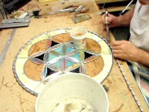 how to attach lead to stained glass - 2f Dichroic Glass Man - YouTube