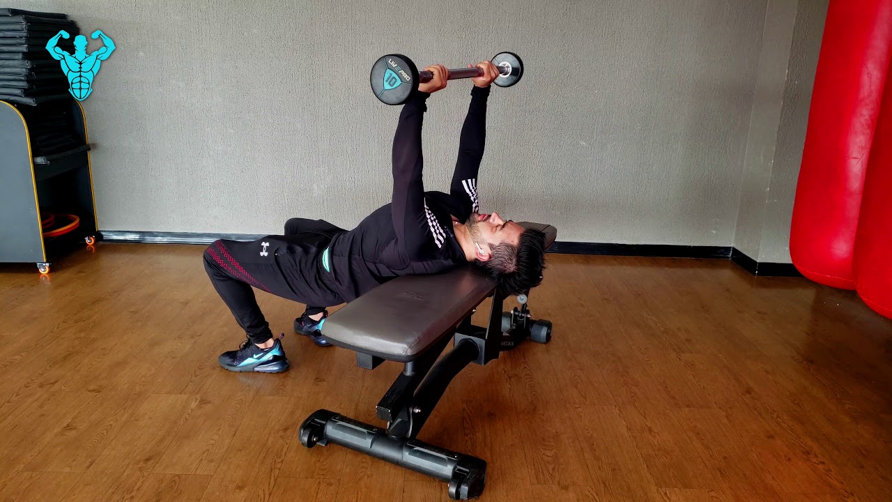 BARBELL EXERCISES - Barbell Pullover - Straight Arm; Across Bench ...