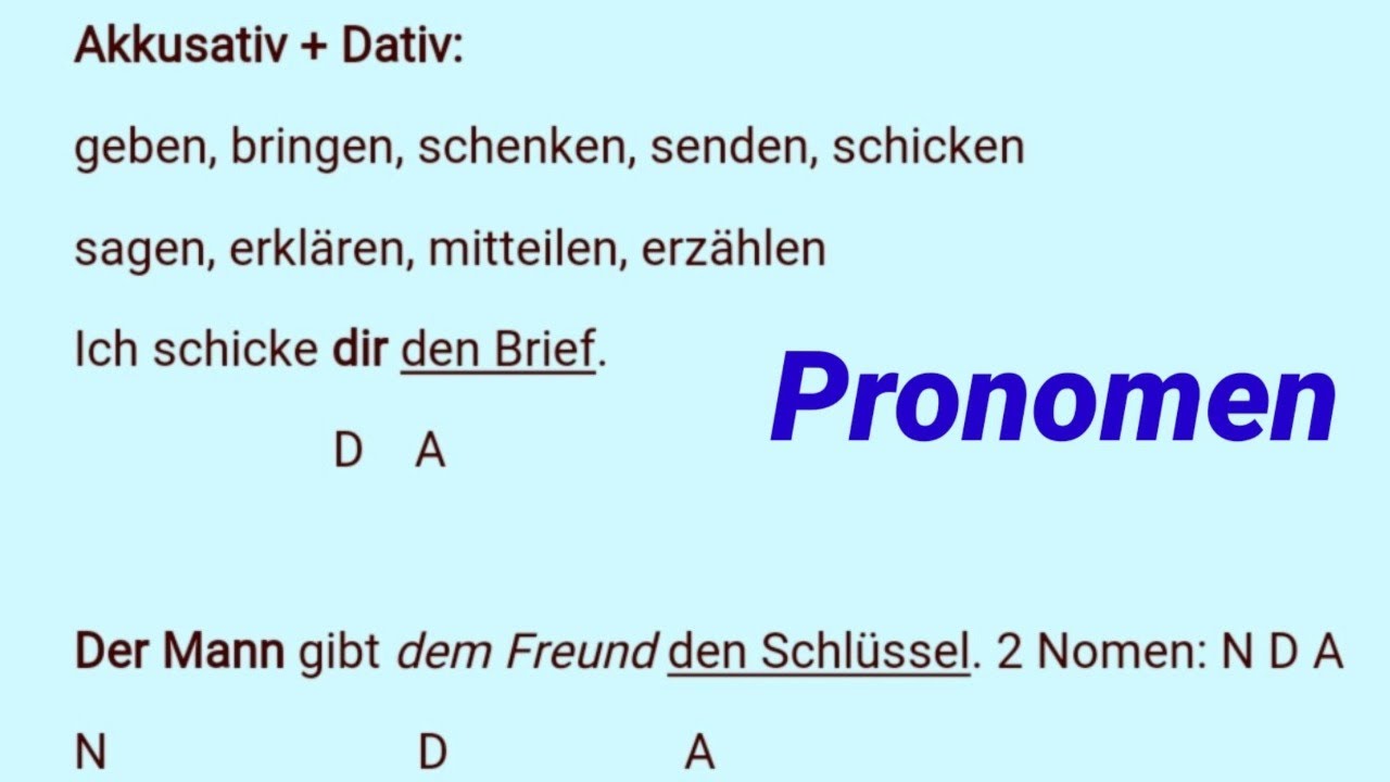 Deutsch lernen, Dativ oder Akkusativ, Verben und Pronomen, ihm oder ihn ...