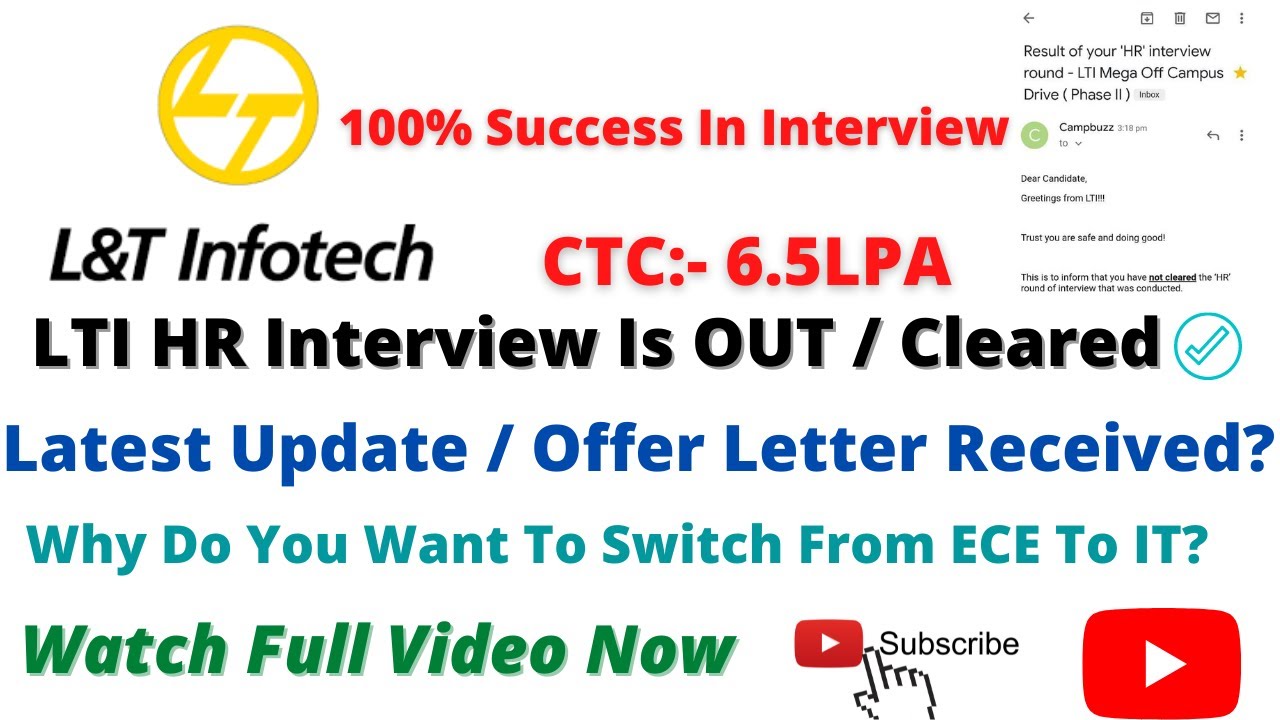 LTI HR Interview Result OUT / Cleared / Latest Update / Offer Letter ...