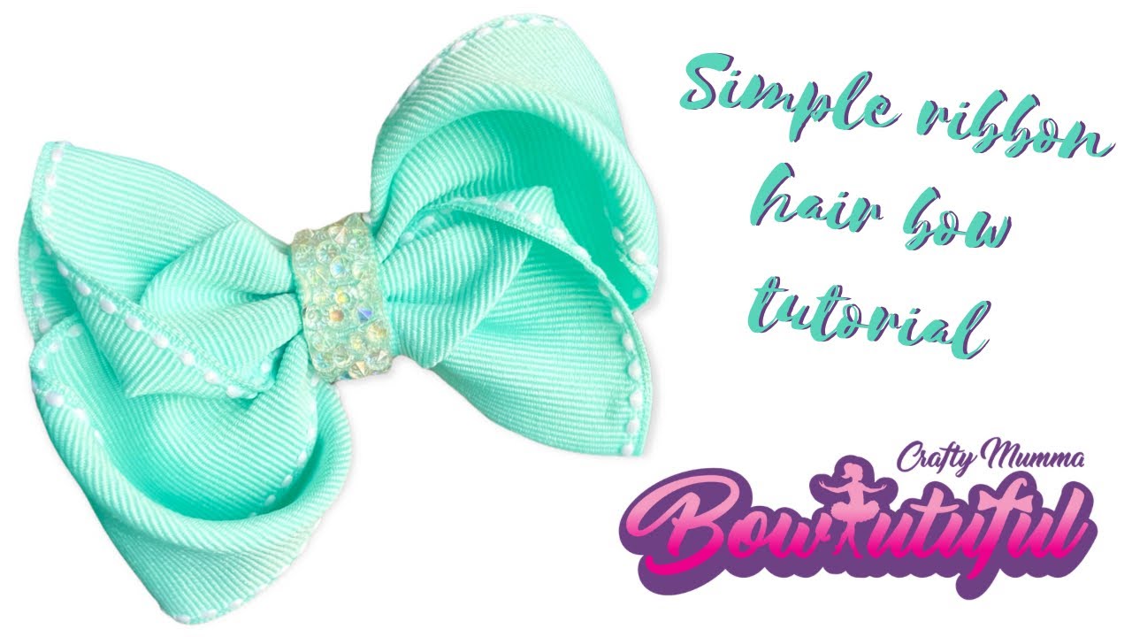 Ribbon hair bow tutorial using only 2 small pieces of ribbon! / How to ...