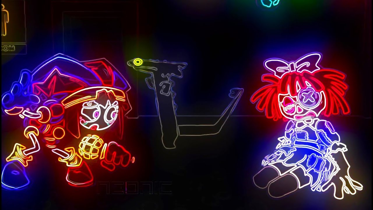 FNF Neon Caine & Jax Vs. Pomni - The Amazing Digital Circus - YouTube