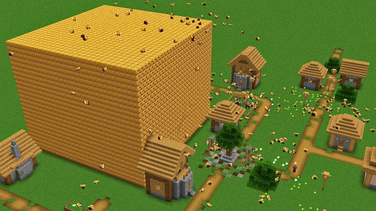 huge hive with bees in the village - YouTube