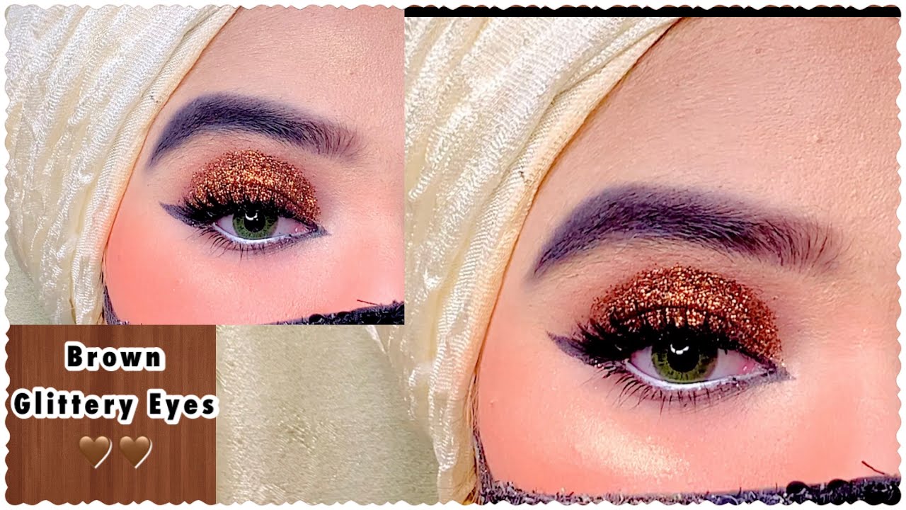 Brown glitter eyemakeup | Easy makeup in just 3-steps | Tutorial for ...