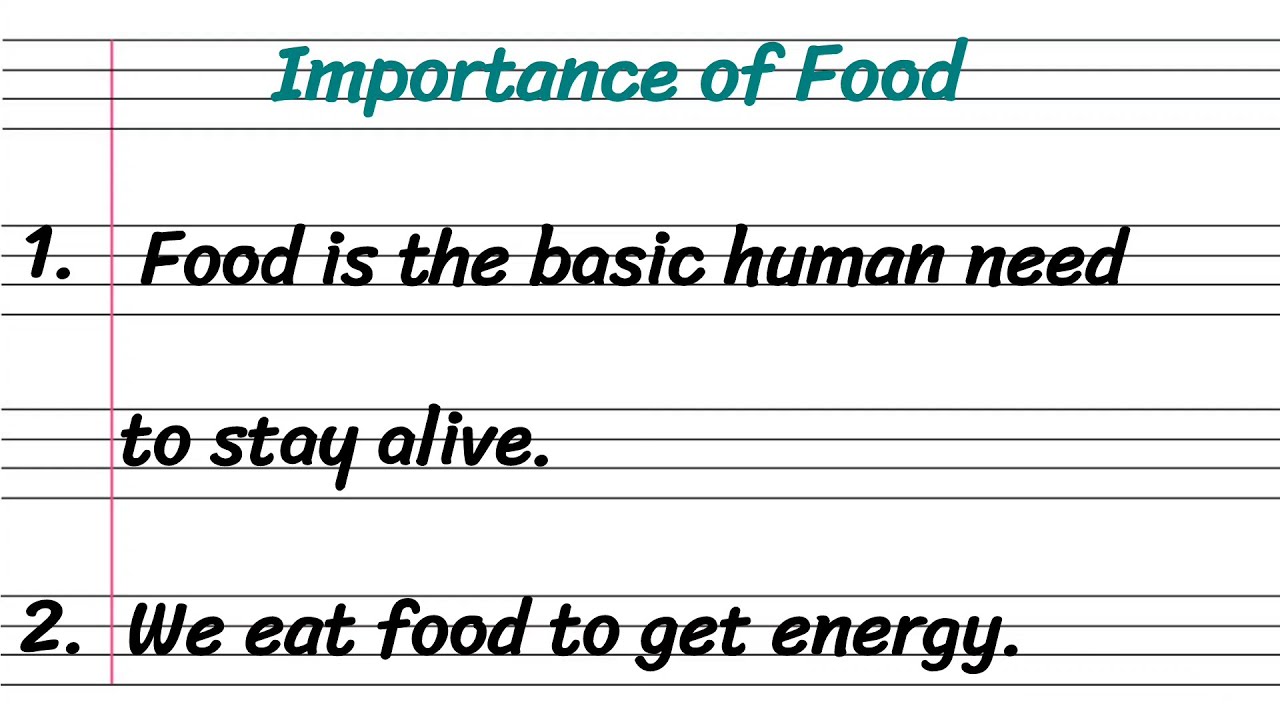 10 Lines on Importance of Food in English || Essay on Importance of ...