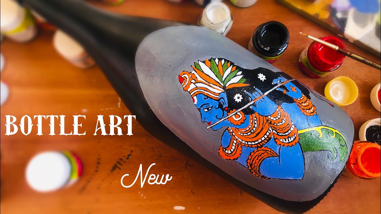 KRISHNA BOTTLE ART | KRISHNA MURAL PAINTING | BOTTLE ART | BOTTLE PAINTING - YouTube